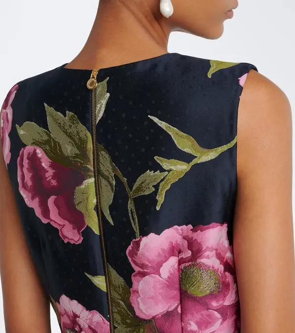 Carolina Herrera Floral Jacquard Sleeveless Dress