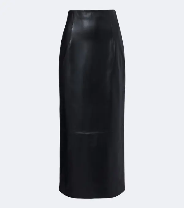 Loulou De Saison Inga Leather Midi Skirt - Black
