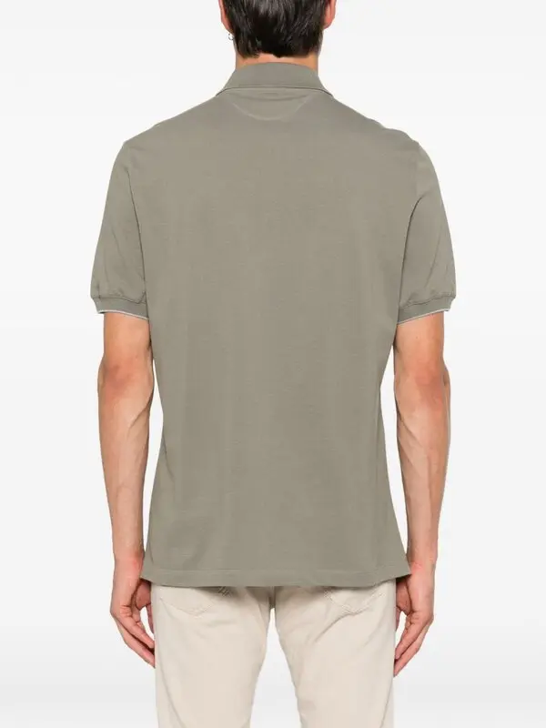 Brunello Cucinelli Logo Cotton Polo Shirt - Green