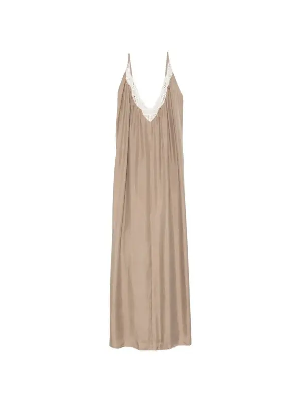 ALYSI Silk Lace-trim Dress - Grey