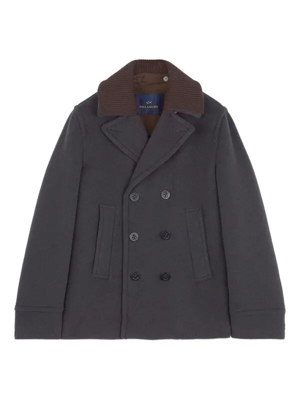 Paul & Shark Peacoat With Ribbed Collar - Brown
