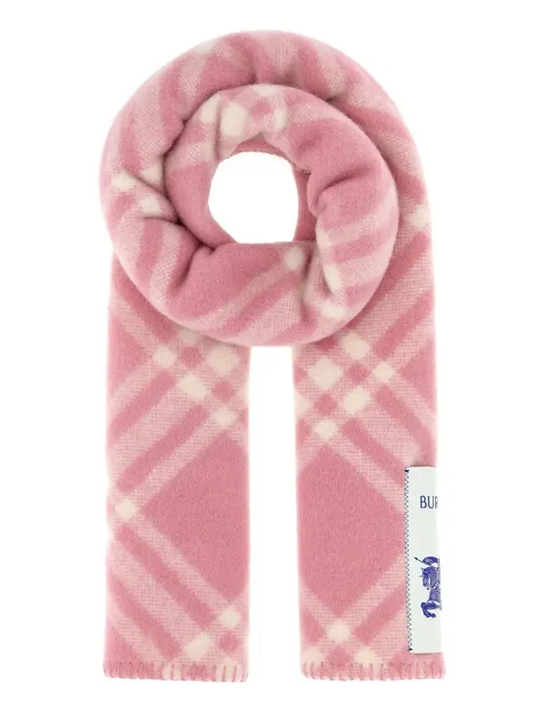 Burberry Check Wool Scarf - Pink
