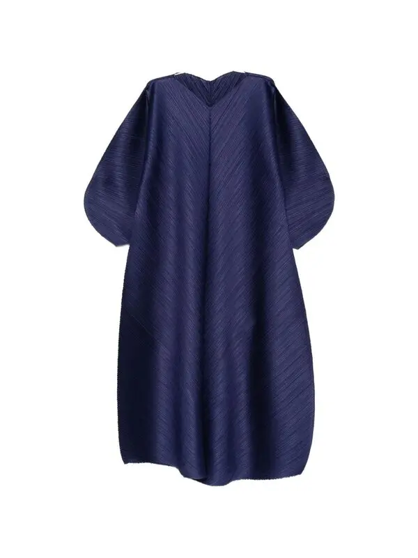 Issey Miyake Pleated Long Dress - Blue