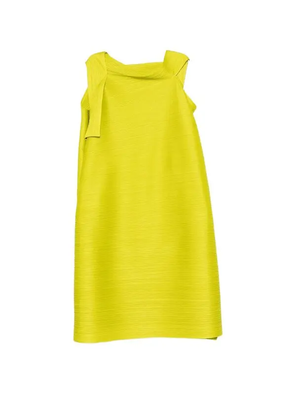Issey Miyake Pleated Midi Dress - Yellow