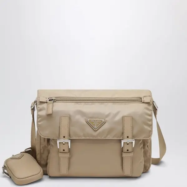 Prada Medium Crossbody Bag In Camel Re-nylon - Beige