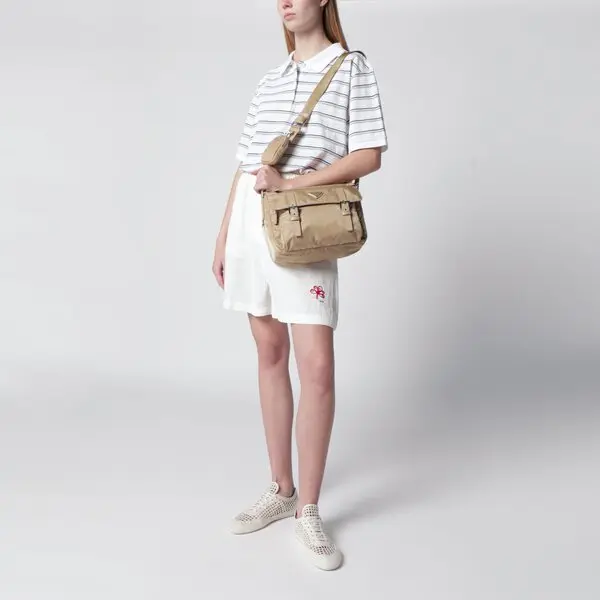 Prada Medium Crossbody Bag In Camel Re-nylon