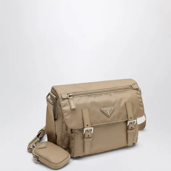 Prada Medium Crossbody Bag In Camel Re-nylon