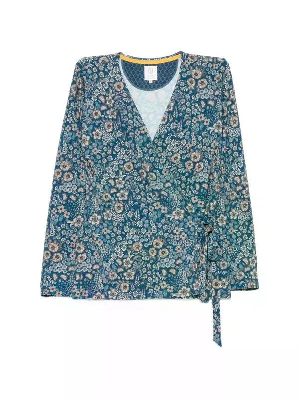 PIP STUDIO Floral-print Wrap Top - Blue