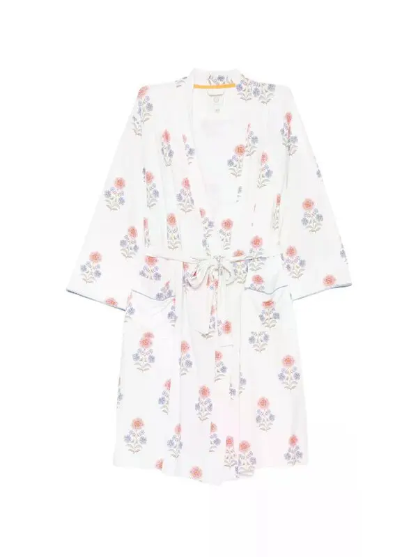 PIP STUDIO Floral-print Belted Dressing Gown - White