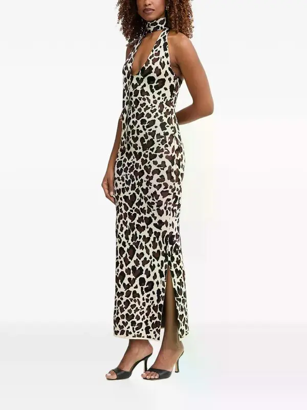 SILVIAN HEACH Leopard-print Halterneck Maxi Dress