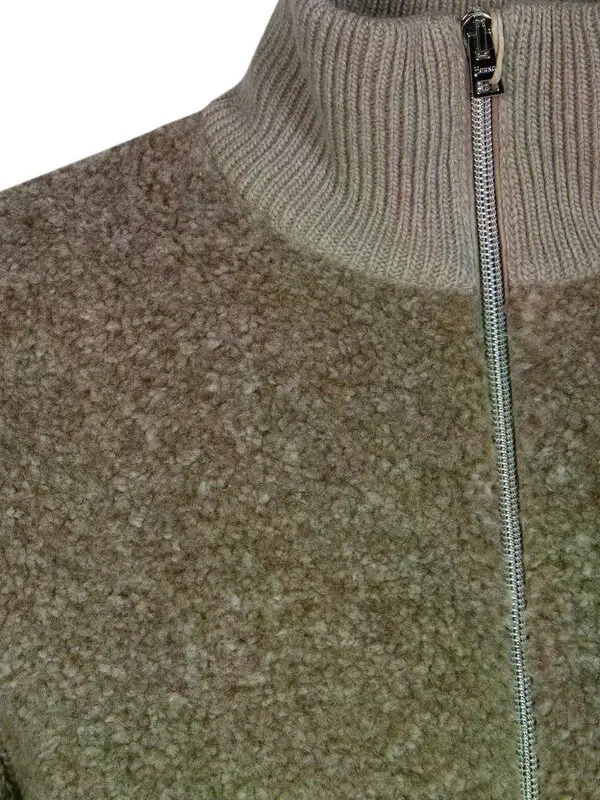 Herno Resort Bouclé-panel Ribbed-knit Cardigan