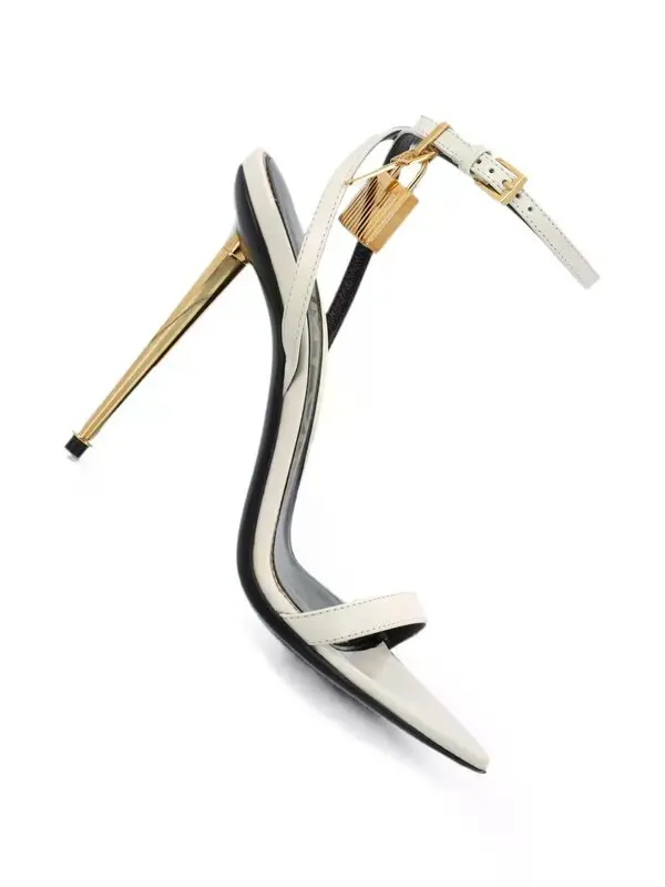 TOM FORD Lock-pendant Stiletto-heel Sandals - Neutrals