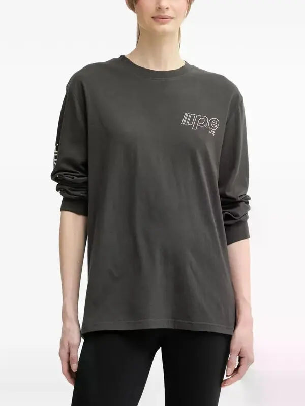 P.E Nation Logo-print Long-sleeve T-shirt - Grey