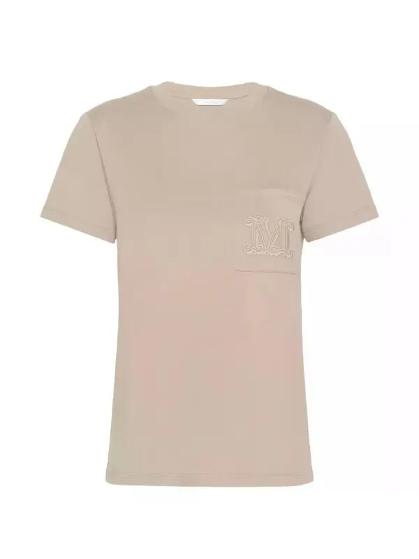 Max Mara Embroidered-monogram Pocket T-shirt - Neutrals