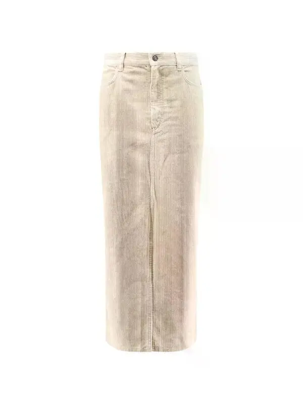 MARANT ETOILE Corduroy Front-slit Midi Skirt - Neutrals