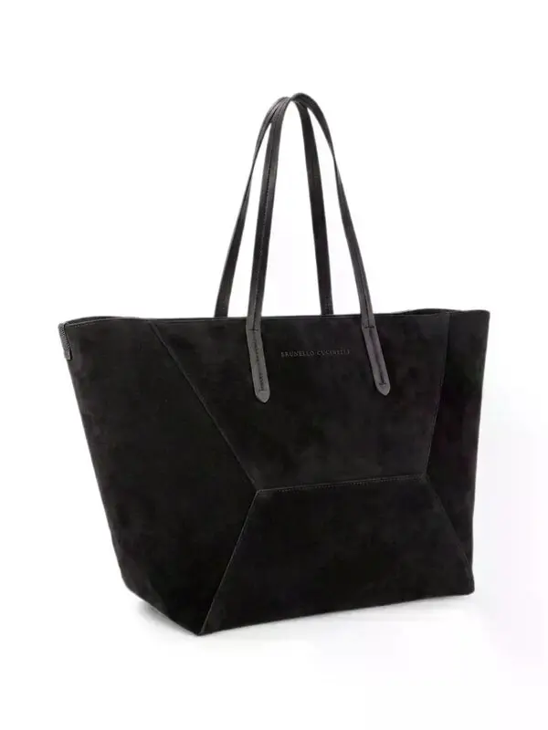 Brunello Cucinelli Suede Panelled Tote Bag - Black