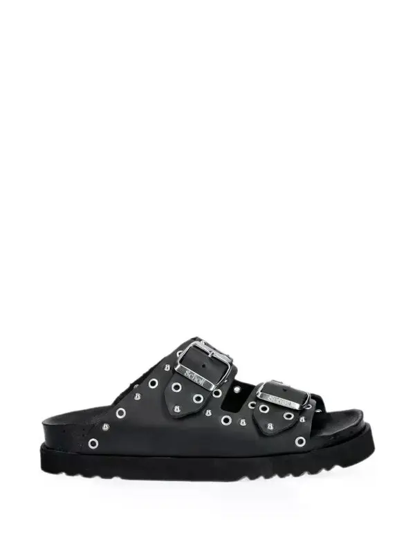 DR. SCHOLL'S SHOES Beatriz Ring Eyelet-embellished Studded Slides - Black