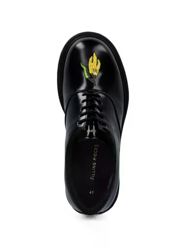 Filling Pieces Flower Embroidered Lace-up Derby Shoes