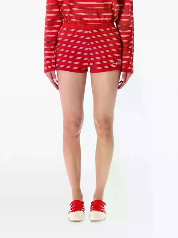 SPORTY & RICH Striped Logo-print Shorts - Red