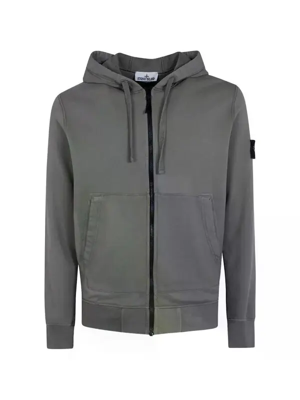 Stone Island Logo-patch Zip-up Hoodie - Green