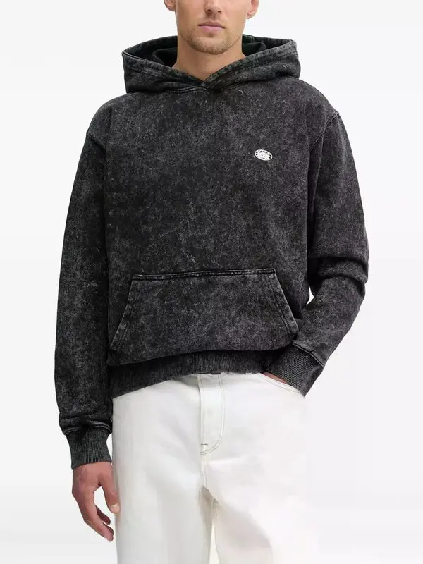 Alpha Industries Acid-wash Logo-patch Hoodie - Black
