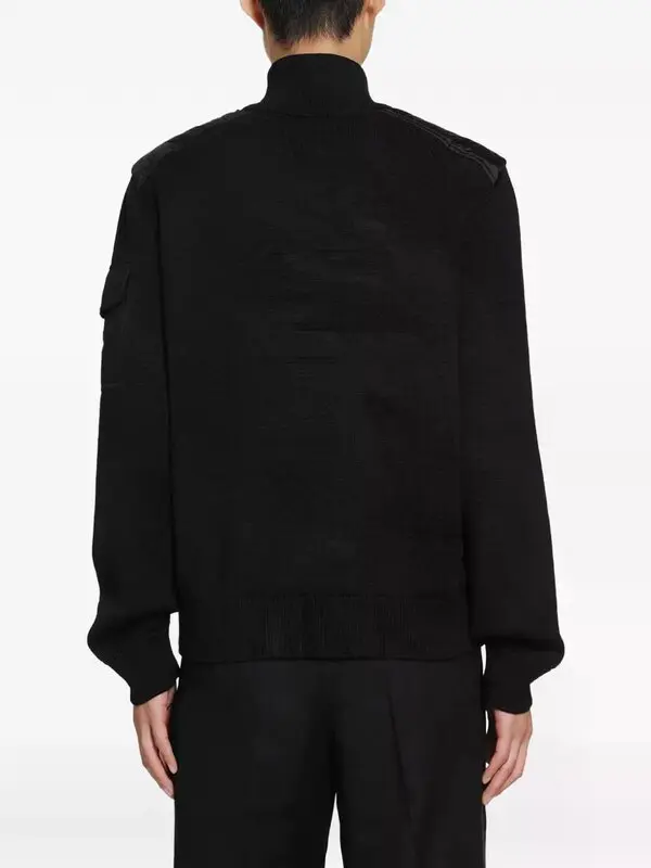 Moncler Padded Panelled High-neck Cardigan - Black