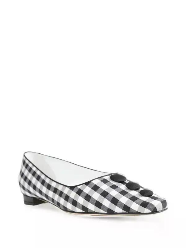 Manolo Blahnik Alexa Gingham Flat Pumps