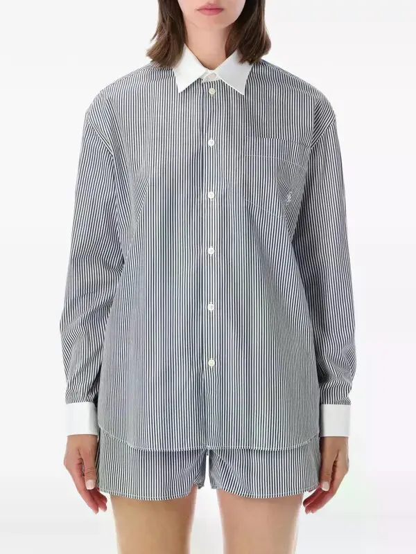 SPORTY & RICH Vertical-stripe Long-sleeve Shirt - Blue