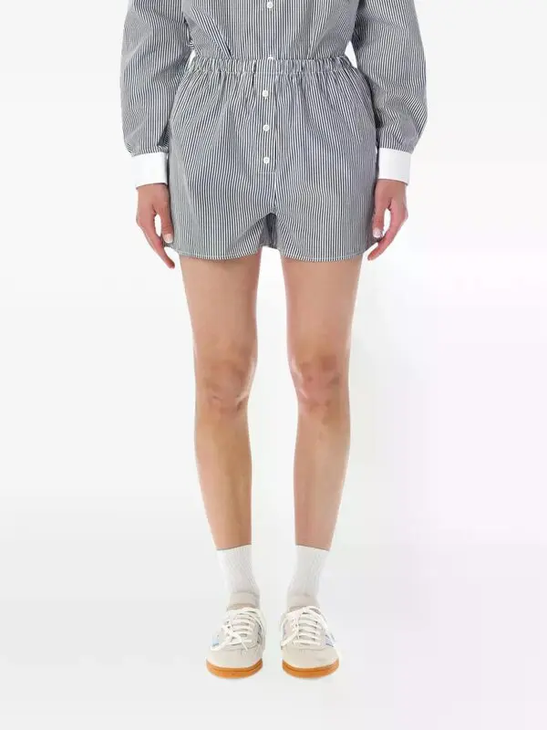 SPORTY & RICH Vertical-stripe Elasticated-waist Shorts - Blue