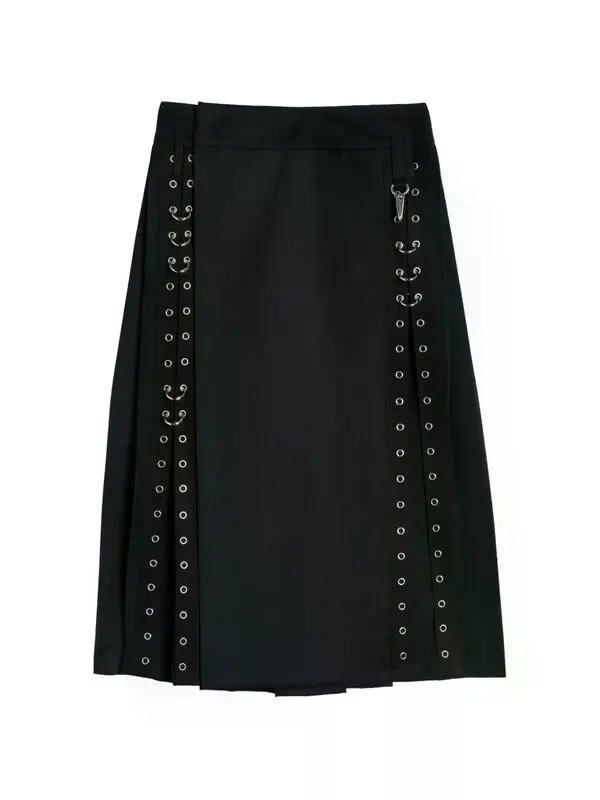Simone Rocha Eyelet-embellished Pleated Midi Kilt - Black