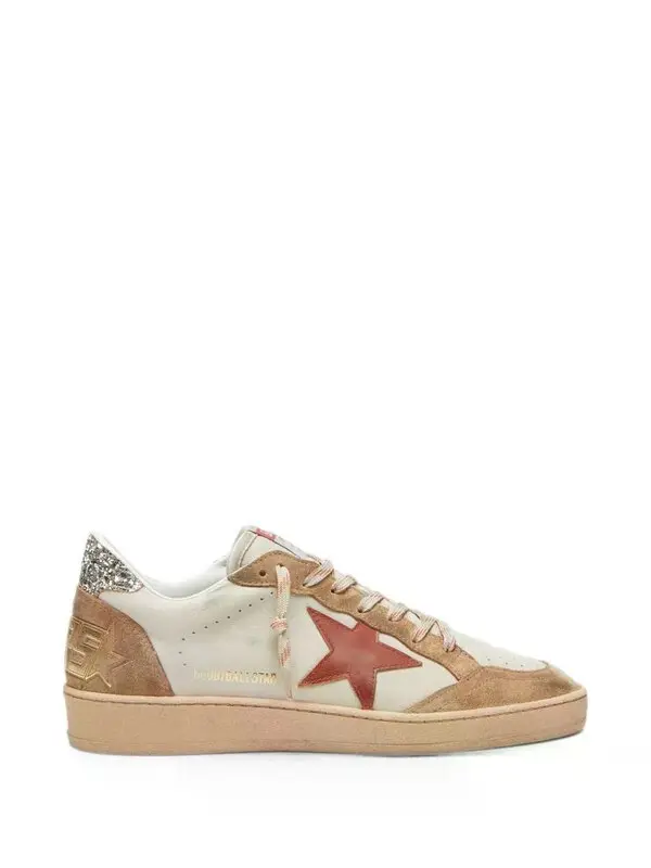 GOLDEN GOOSE Ball Star In Cream Leather With Brick-red Leather Star And Suede Inserts Sneakers - Neutrals