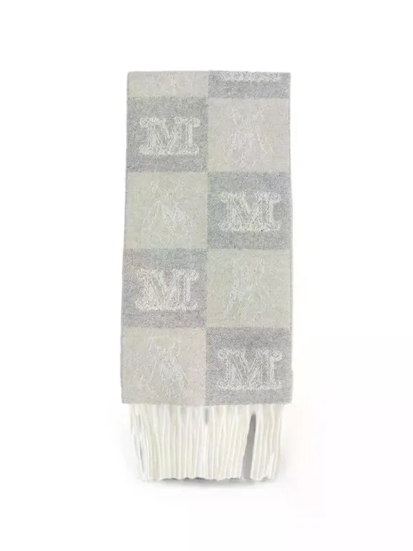 Max Mara Checkered Monogram Scarf - Grey