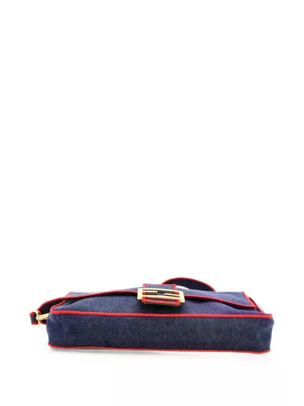 Fendi Baguette Nm Bag Denim Large Crossbody Bag