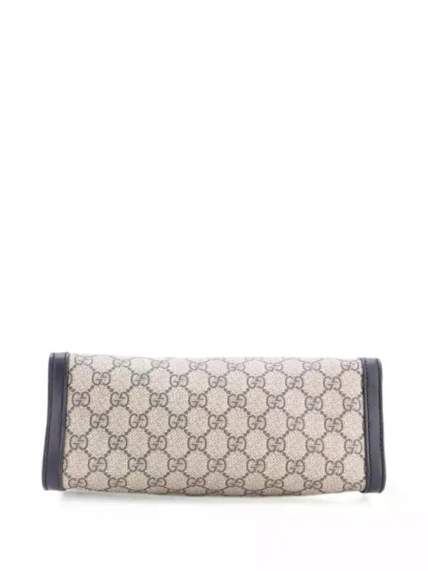 Gucci Padlock Chain Tote Gg Coated Canvas With Leather Small Shoulder Bag - Blue