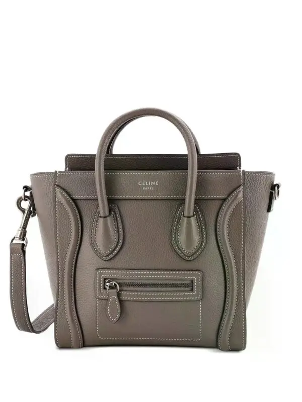 Celine Luggage Bag Grainy Leather Nano Crossbody Bag - Grey