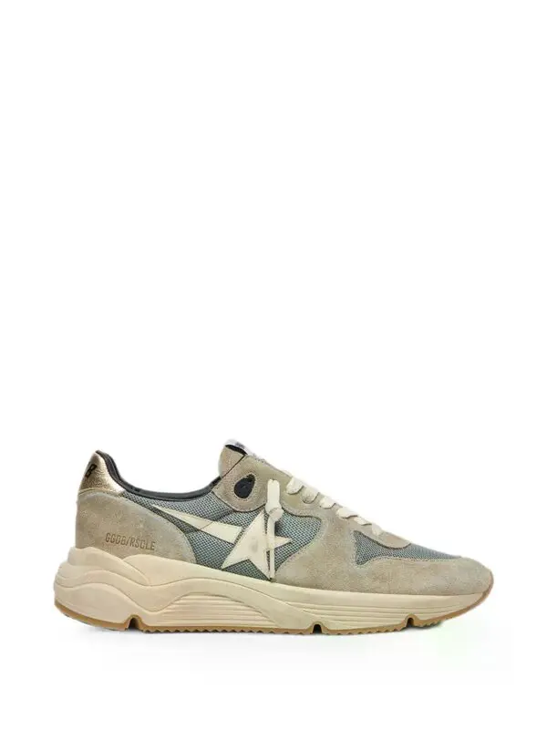 GOLDEN GOOSE Running Sole In Gray Suede With White Star And White Heel Tab Sneakers - Neutrals