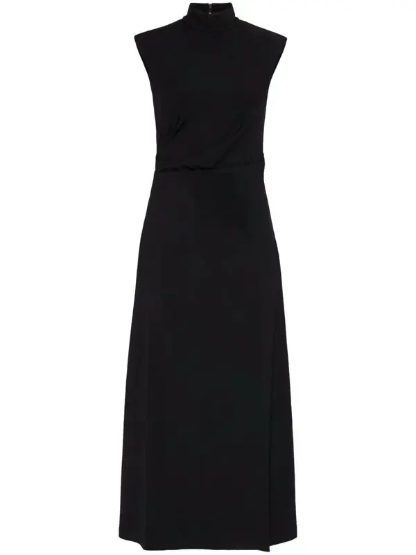 Brunello Cucinelli High-neck Draped Midi Dress