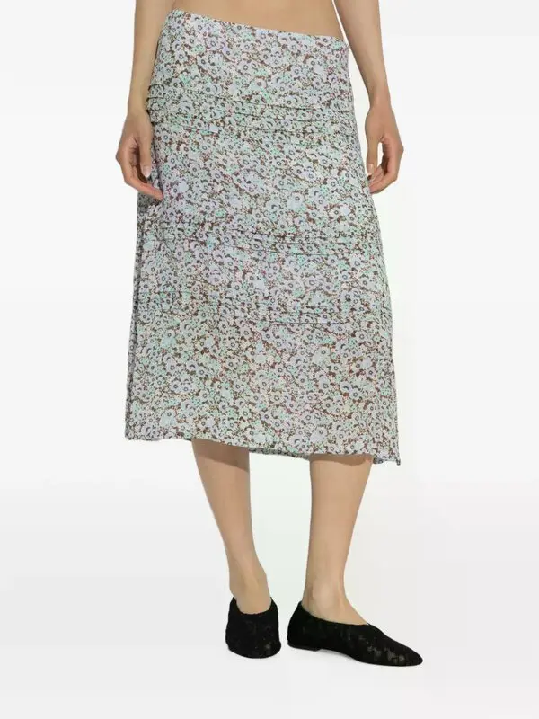 Tory Burch Floral Print A-line Midi Skirt