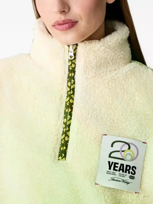 American Vintage Fleece High Neck Quarter-zip Sweater With Logo Detail