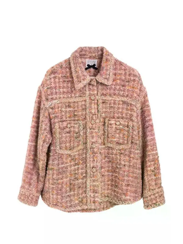 EDWARD ACHOUR PARIS Braided-trim Bouclé Jacket - Pink