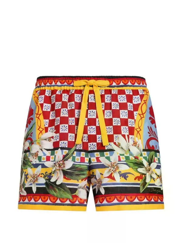 Dolce & Gabbana Carretto-print Drawstring Shorts - Red