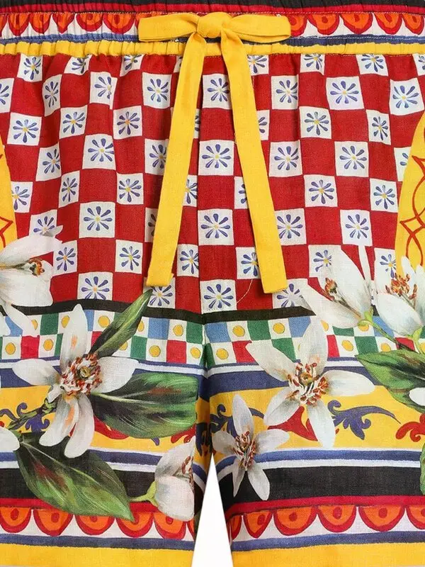 Dolce & Gabbana Carretto-print Drawstring Shorts