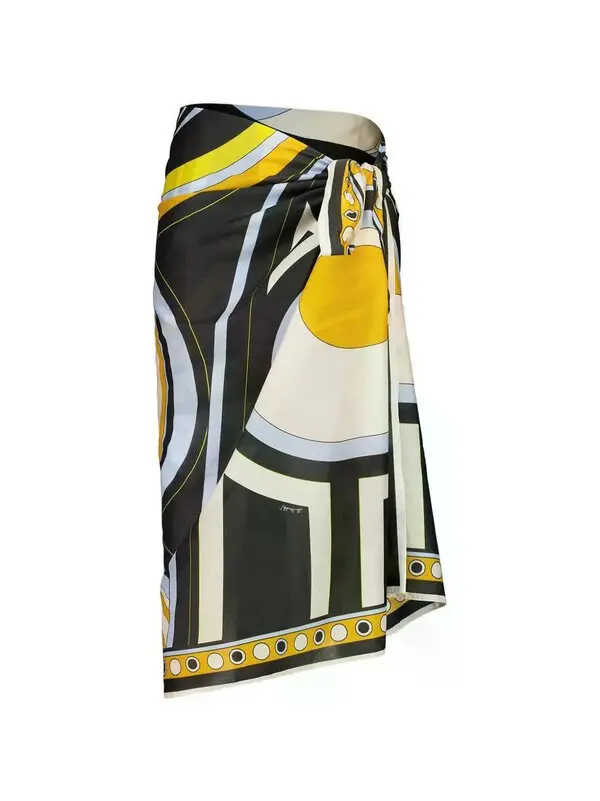 La DoubleJ Geometric-print Cotton Pareo - Black