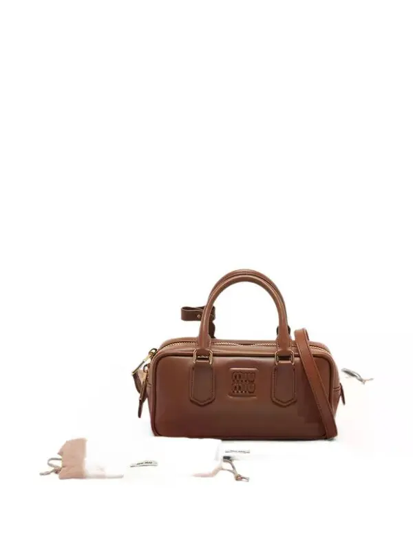 Miu Miu Arcadie Leather Satchel Bag - Brown