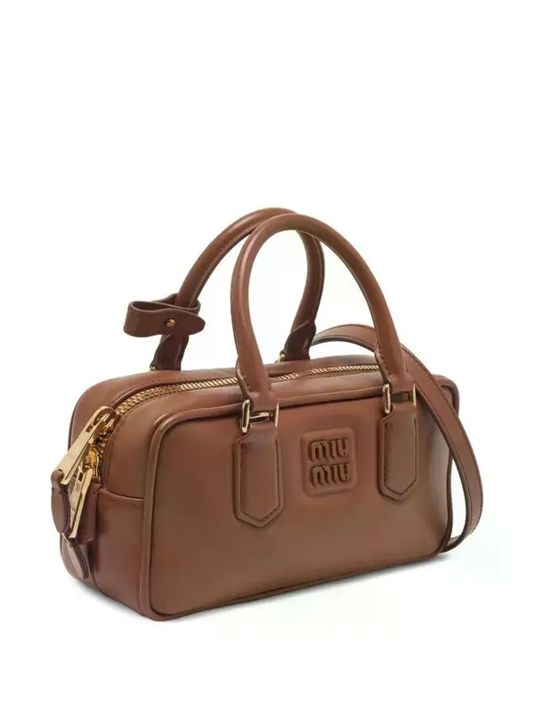 Miu Miu Arcadie Leather Satchel Bag - Brown