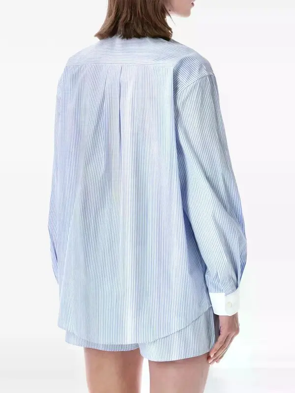 SPORTY & RICH Vertical Stripe Embroidered Logo Shirt