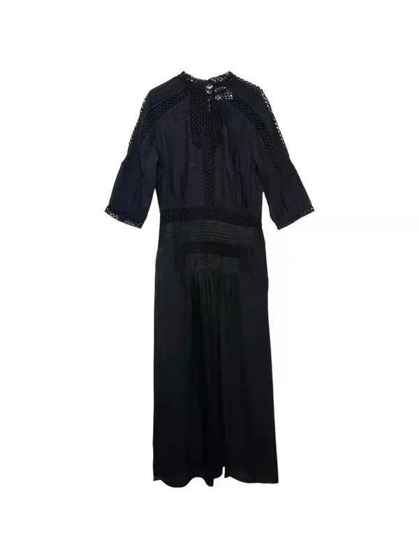 MARANT ETOILE Guipure-lace Pintuck-detail Midi Dress - Black