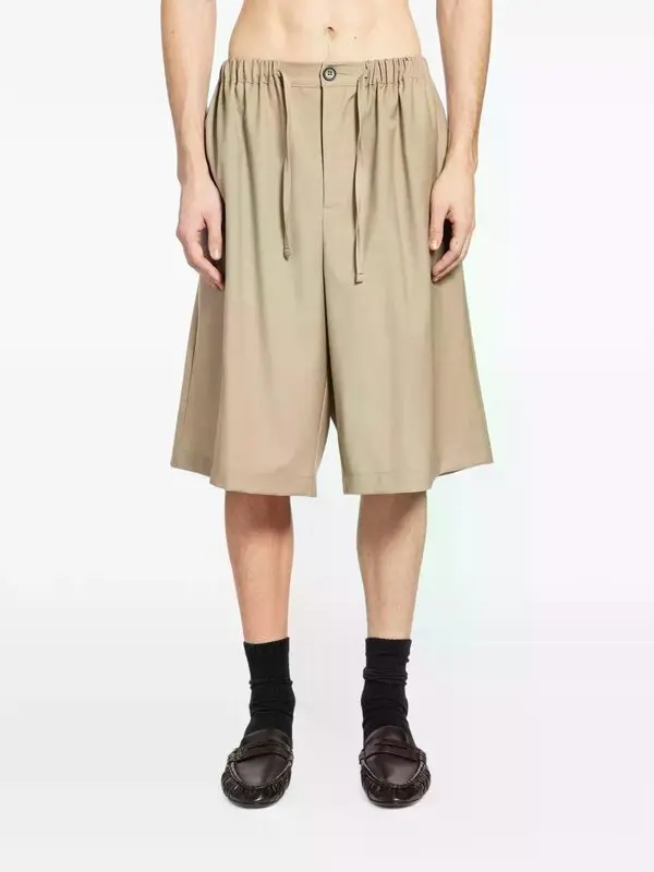 ROSE BURRITO Virgin Wool Drawstring Tailored Shorts - Neutrals