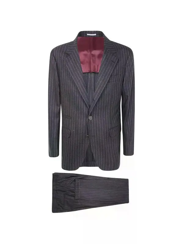 Brunello Cucinelli Pinstripe-pattern Wool Suit - Grey