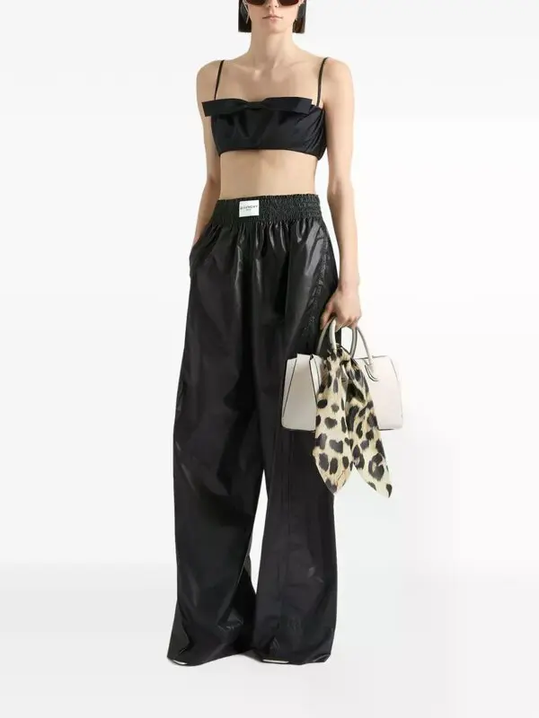 Givenchy Satin Bow Detail Cropped Blouse - Black